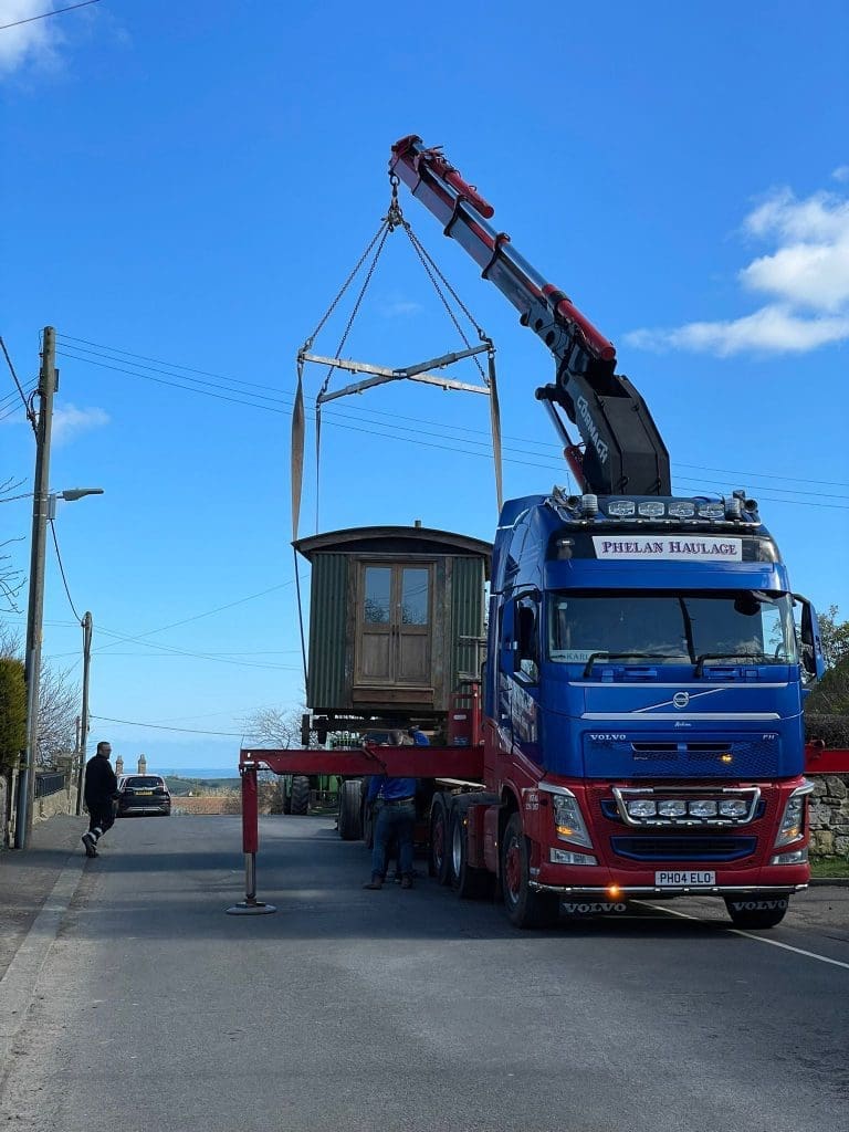 Moving A Shepherds Hut With A Mobile Crane - Phelan Haulage