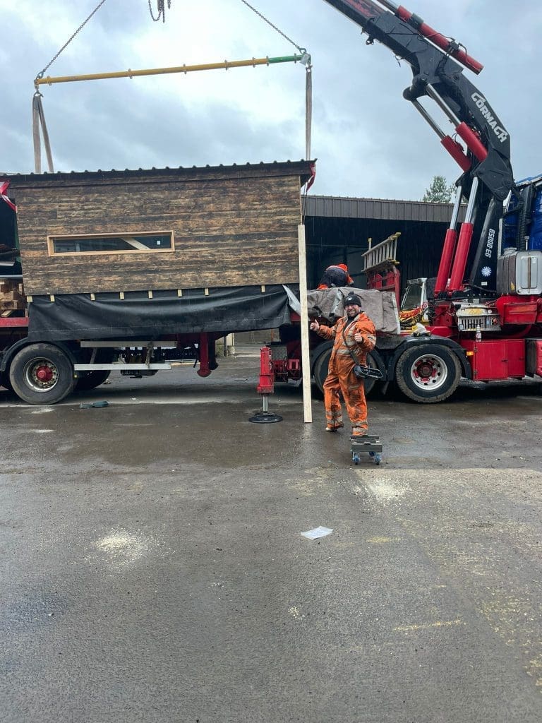 Moving A Shepherds Hut With A Mobile Crane - Phelan Haulage